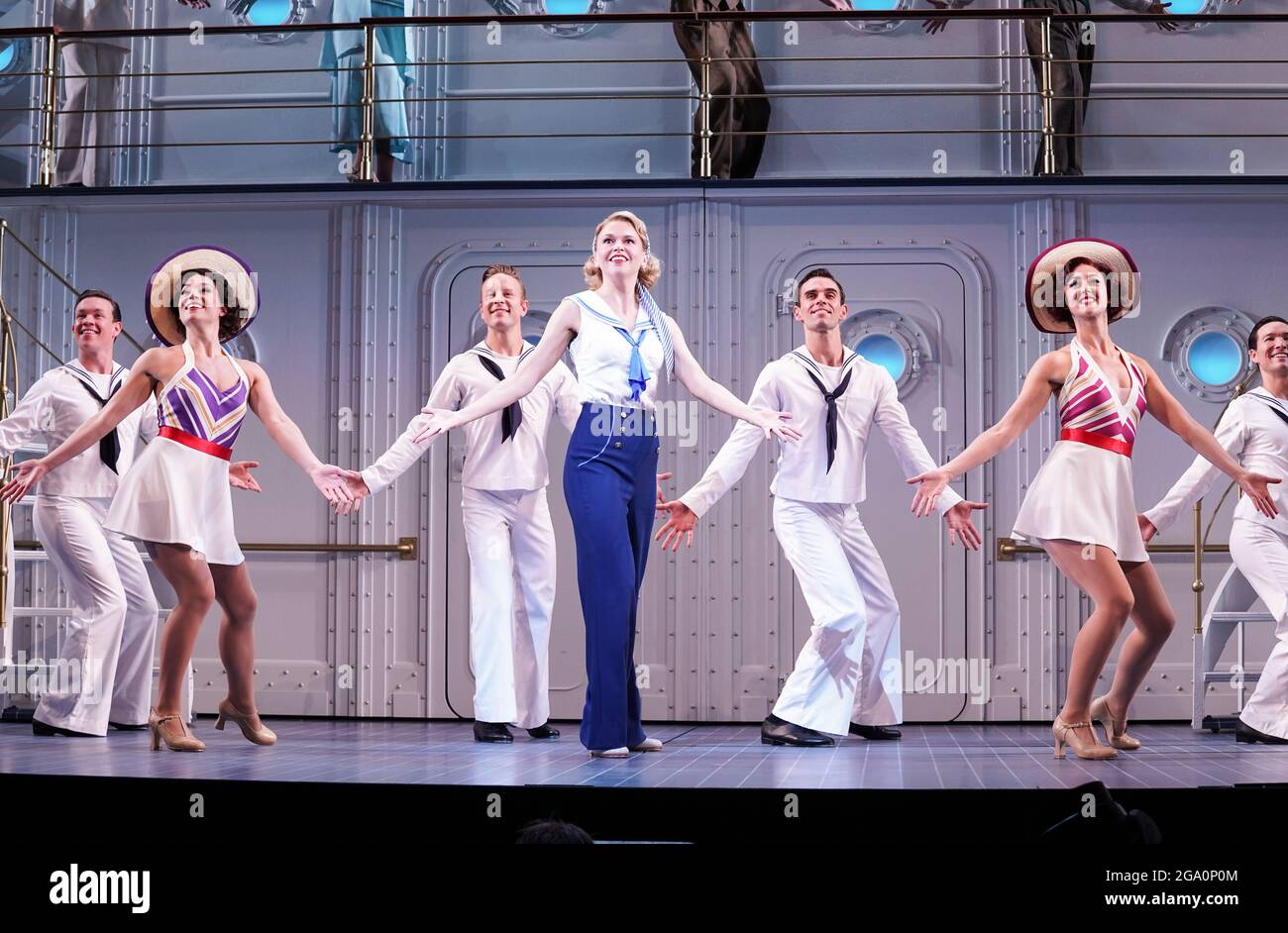 Sutton Foster and the cast during a photocall for the musical Anything ...