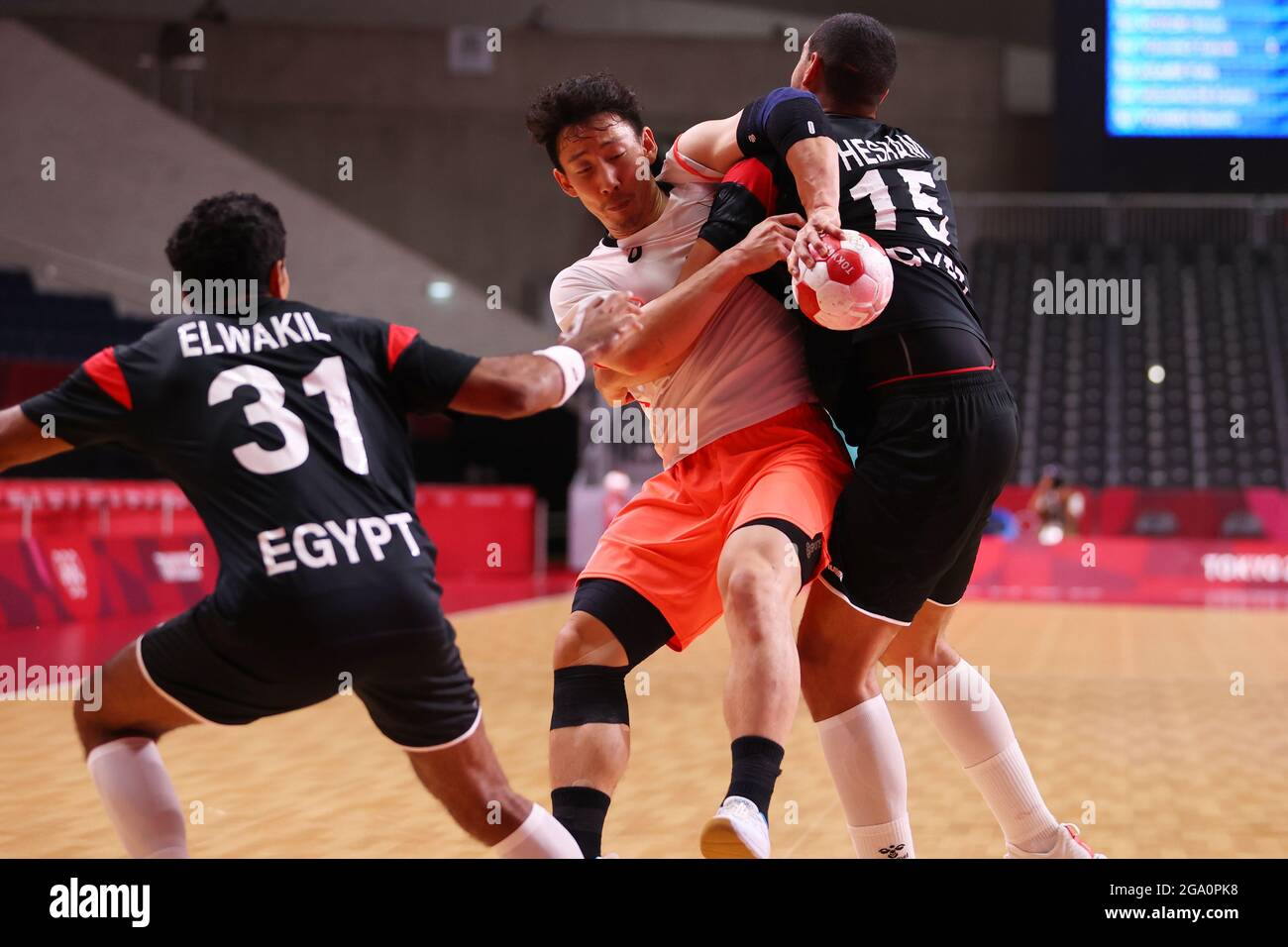 Tokyo, Japan. 28th July, 2021. Jin Watanabe (JPN) Handball : Men's ...