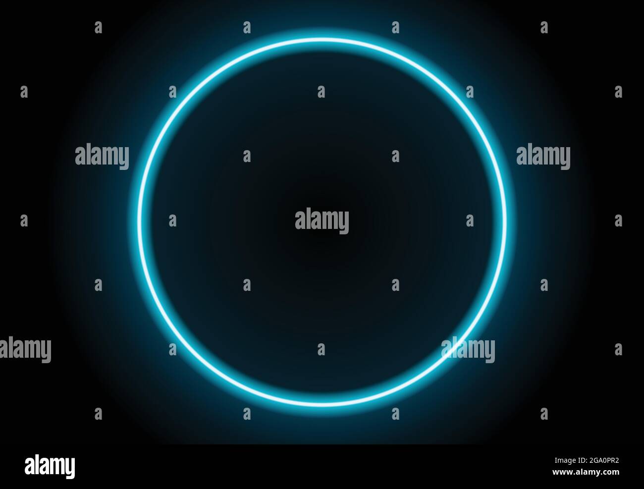 Bright neon ring light. Blue neon circle vector illustration on dark ...