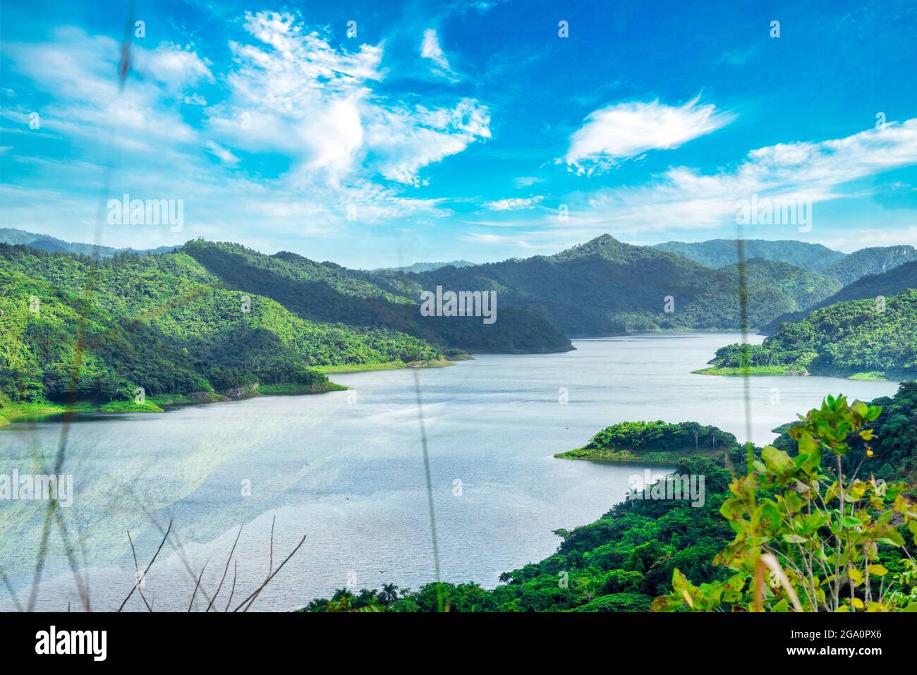 Landscape scenic Hanabanilla Lake Dam, Villa Clara, Cuba Stock Photo ...