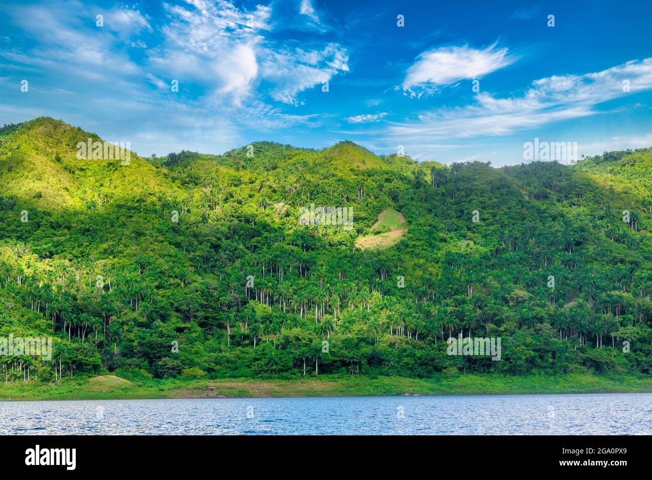 Landscape scenic Hanabanilla Lake Dam, Villa Clara, Cuba Stock Photo ...