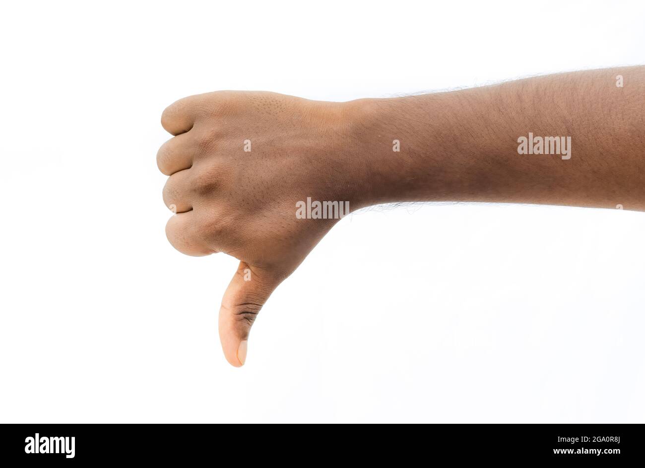 Thumbs down, dislike, disagree sign with male hand on isolated white ...