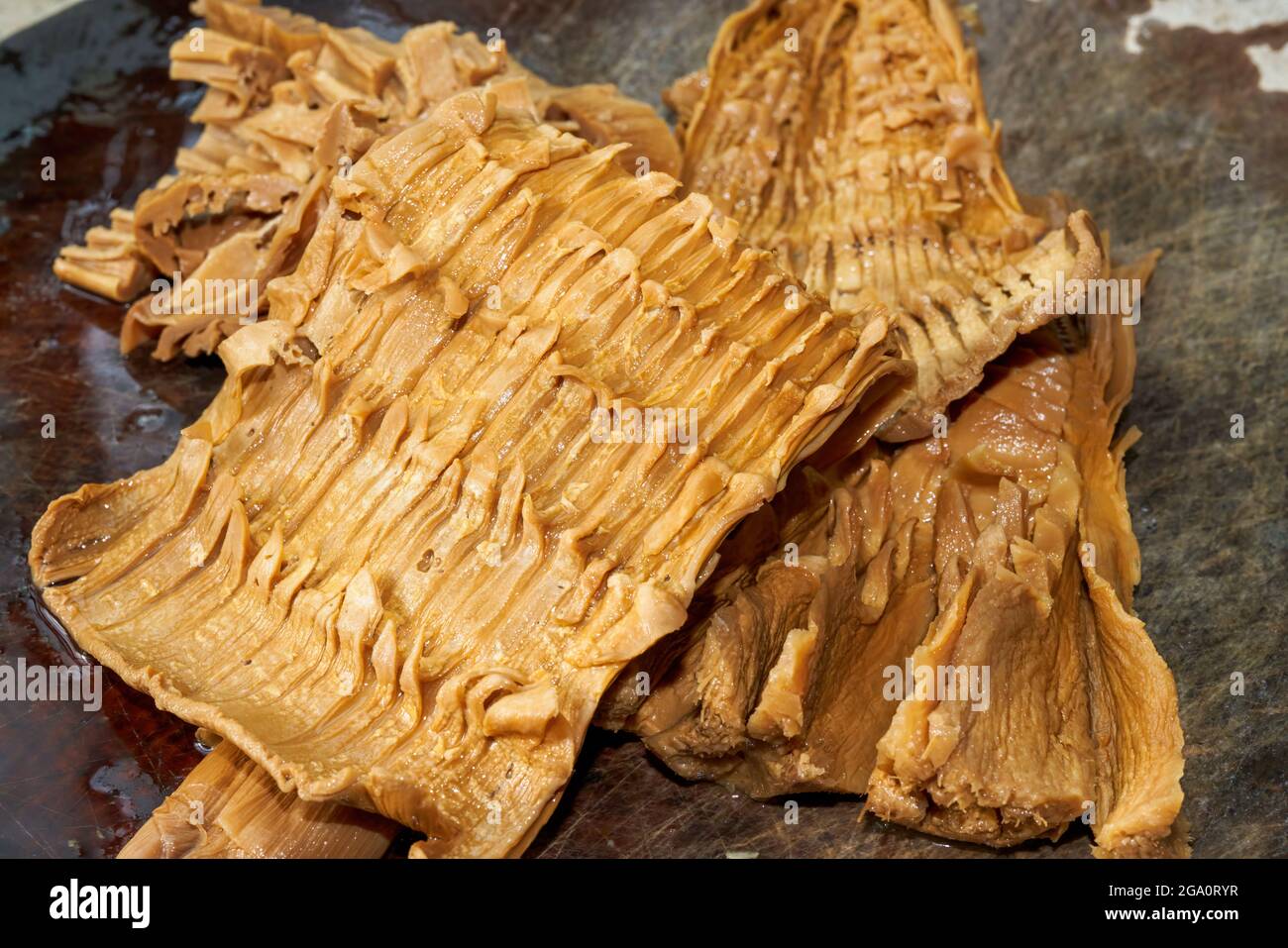 Close-up of dried yellow bamboo shoots, a specialty of Guilin, Guangxi ...