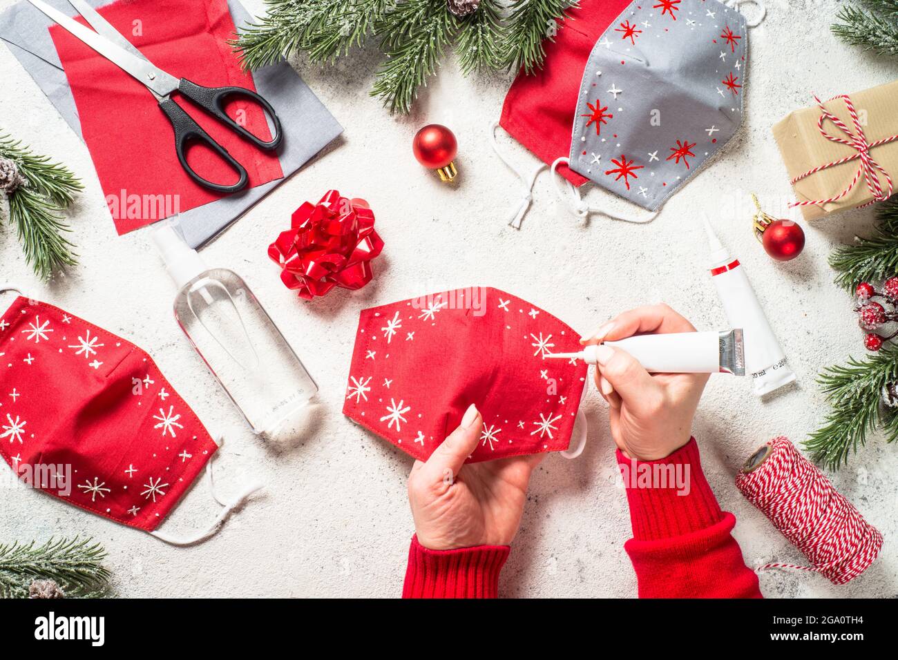 Coronavirus Christmas concept, handmade face mask Stock Photo - Alamy