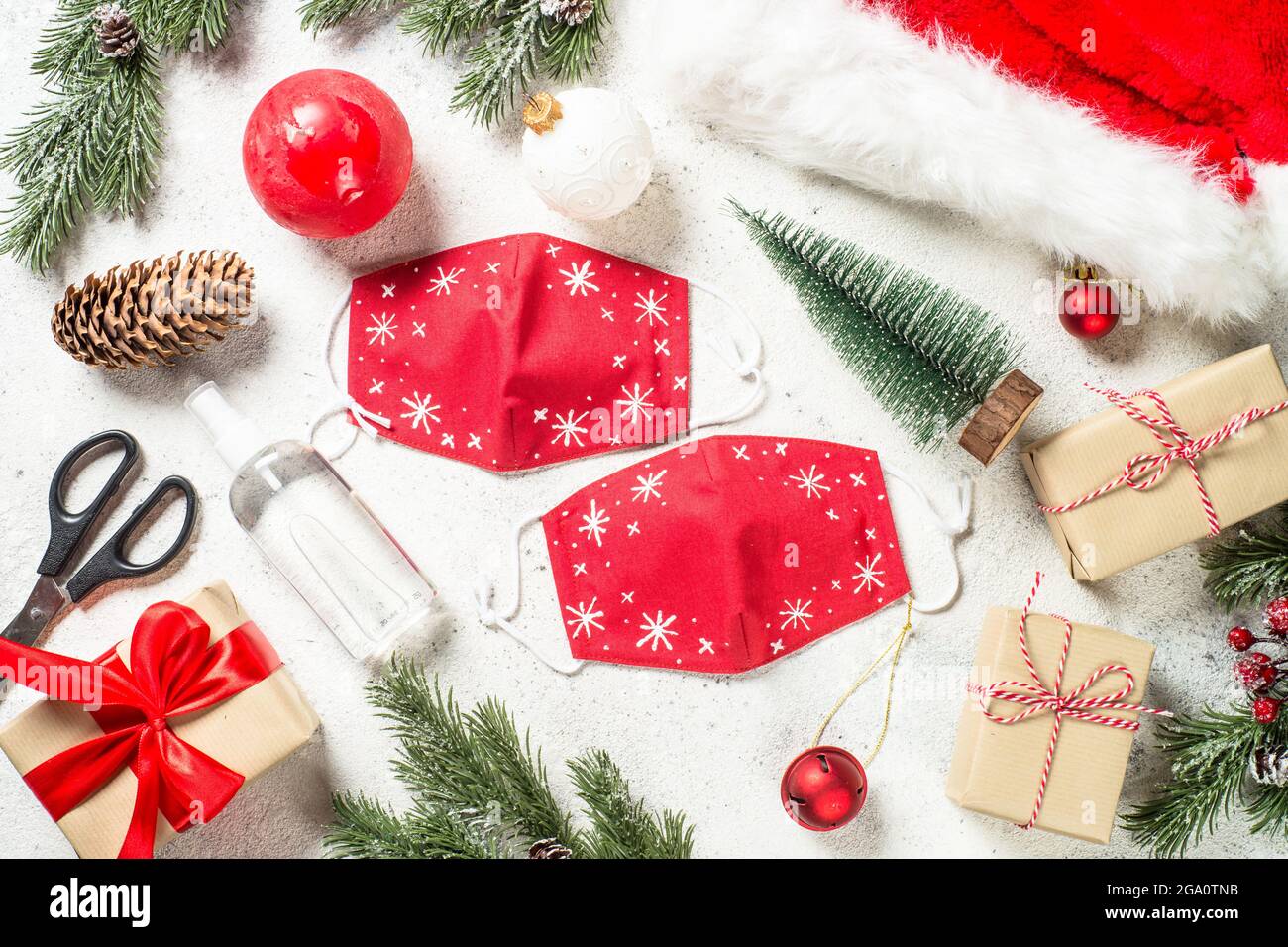 Coronavirus Christmas concept, handmade face mask Stock Photo - Alamy
