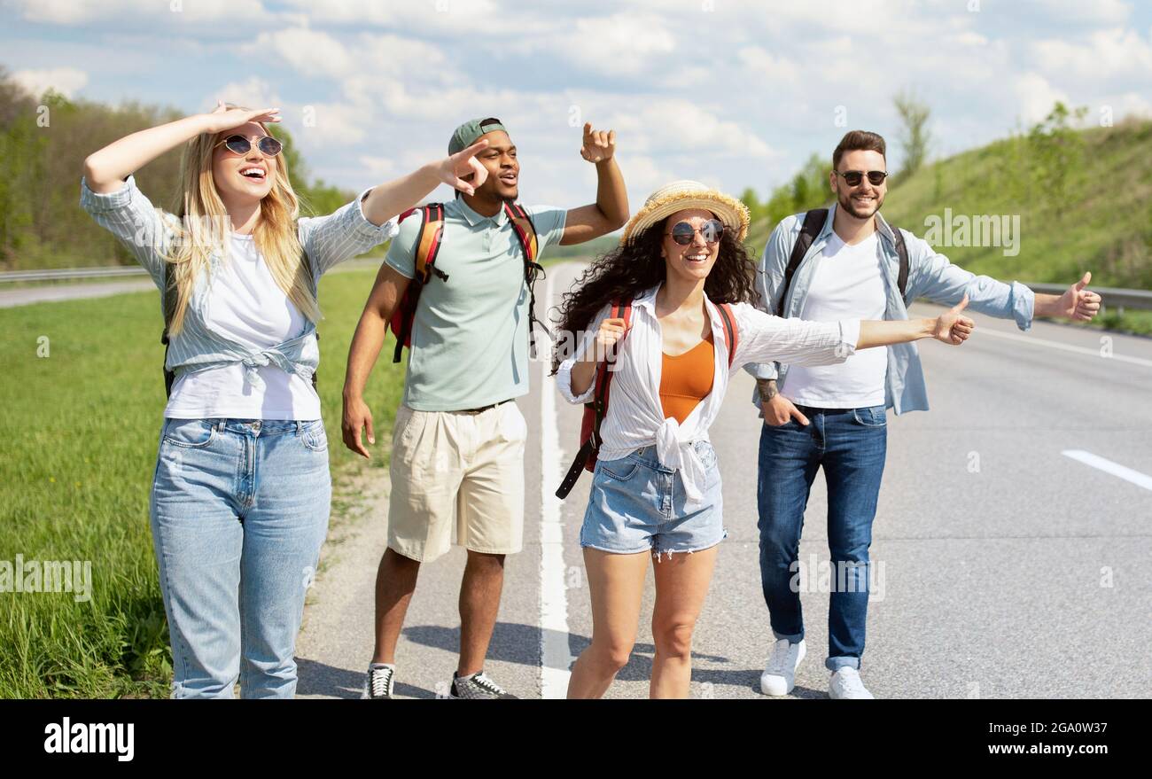 Hitch hike group hi-res stock photography and images - Alamy