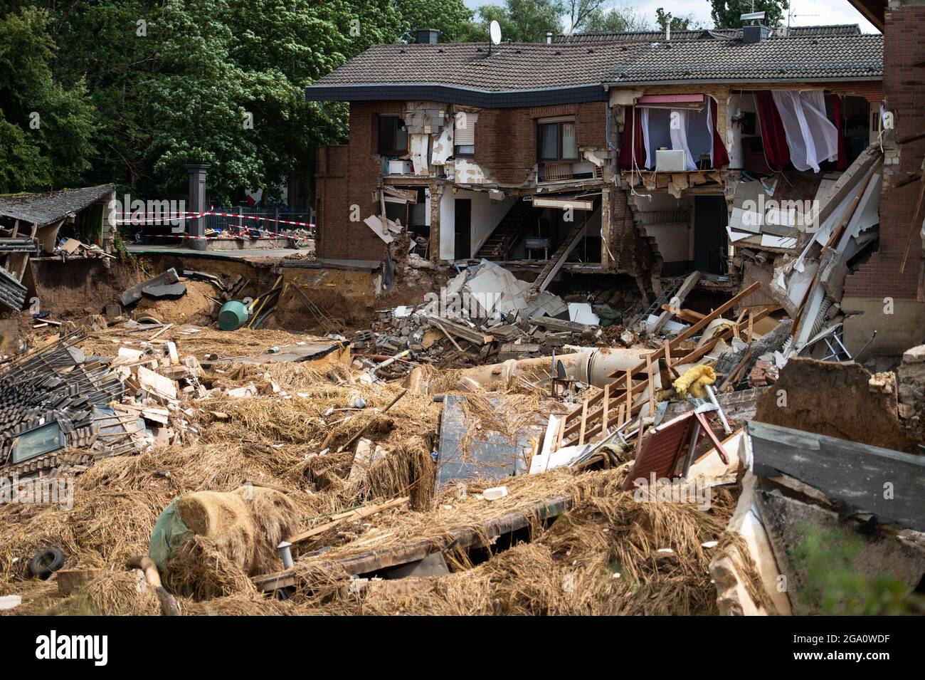 Erftstadt Blessem, Germany. 28th July, 2021. Houses have collapsed or ...