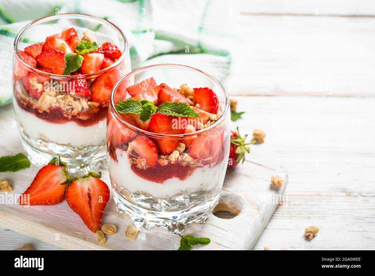 Greek yogurt parfait with strawberry Stock Photo - Alamy