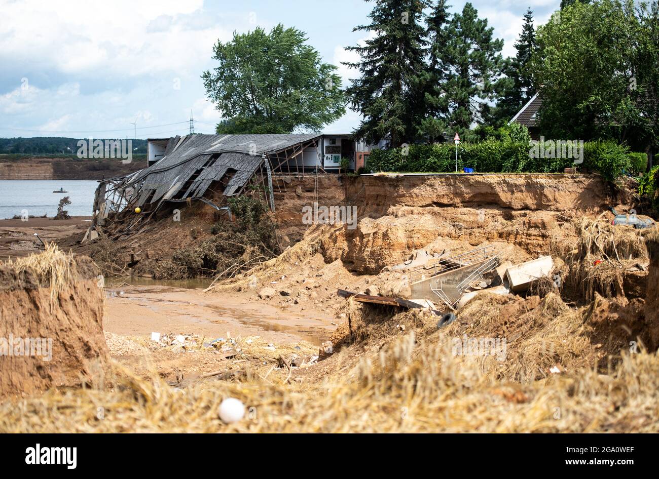 Erftstadt Blessem, Germany. 28th July, 2021. Houses have collapsed or ...