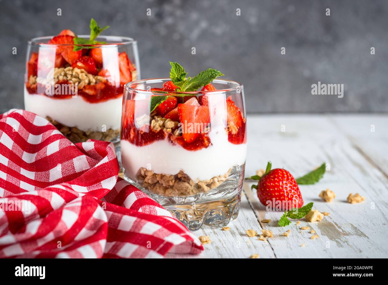 Greek yogurt parfait with strawberry Stock Photo - Alamy