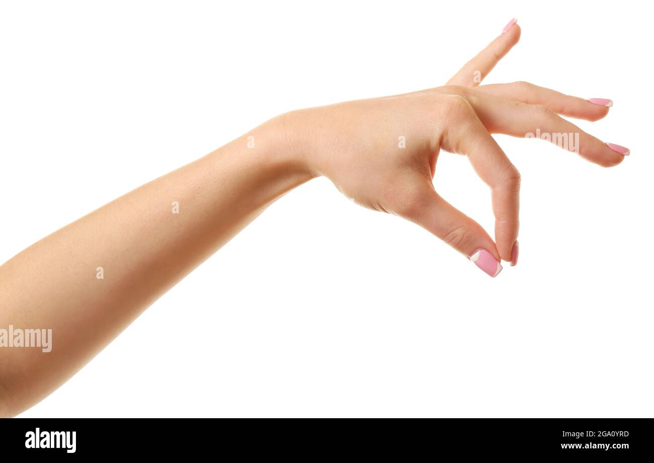 Female hand isolated on white Stock Photo - Alamy