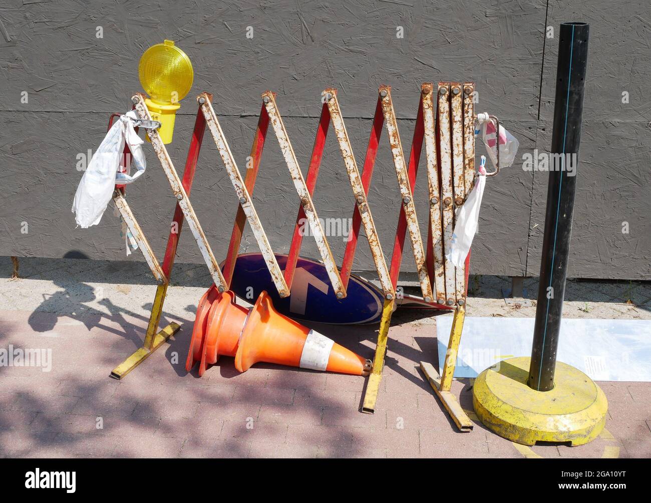 Road barrier at the construction site Stock Photo - Alamy