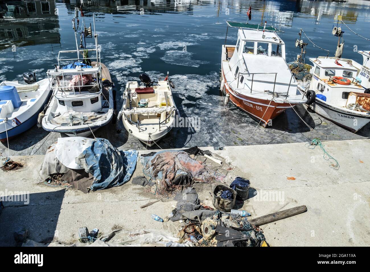 A layer of mucilage, also known as 'sea snot', covers the Marmara Sea ...