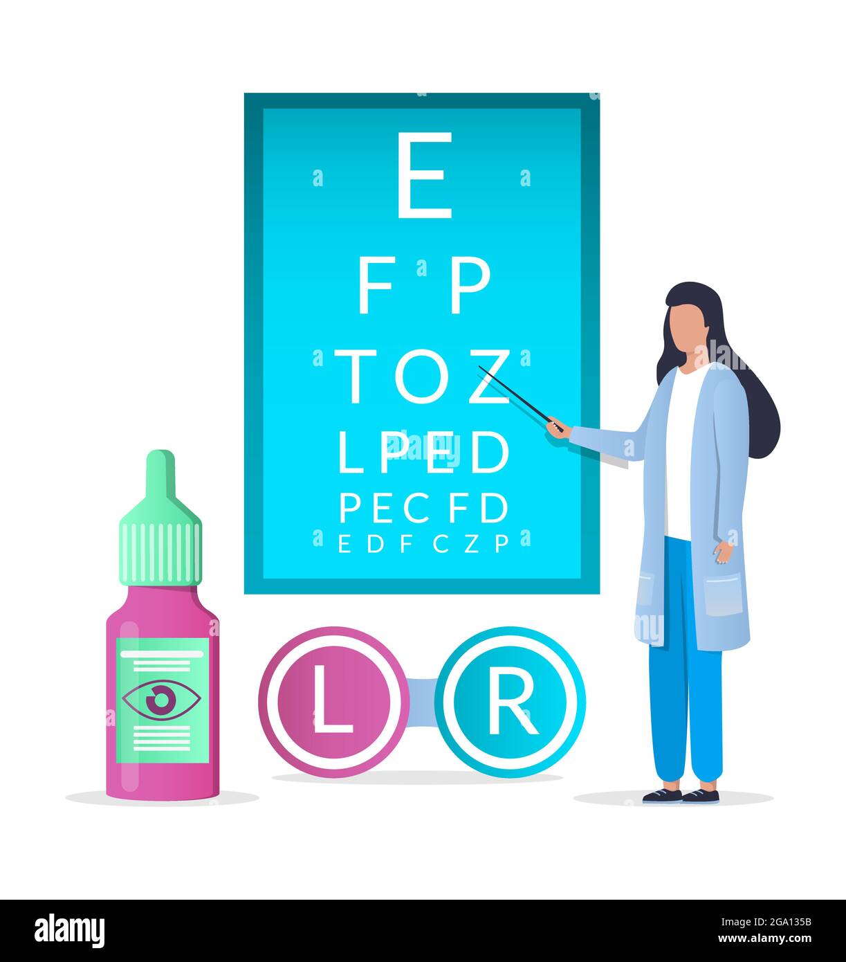 Doctor ophthalmologist eyesight check up, contact lenses, vector ...