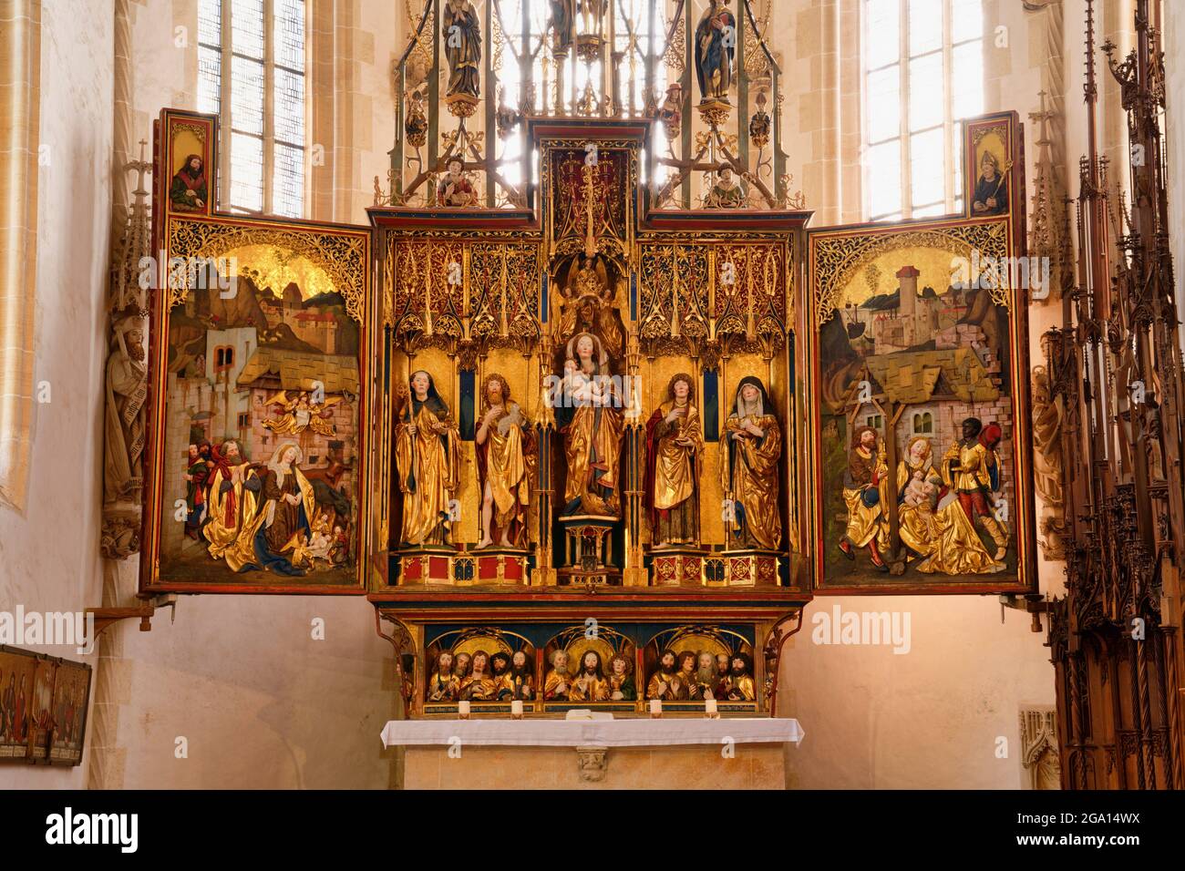 Blaubeuren abbey: high altar (1494) in abbey church, Alb-Donau District ...