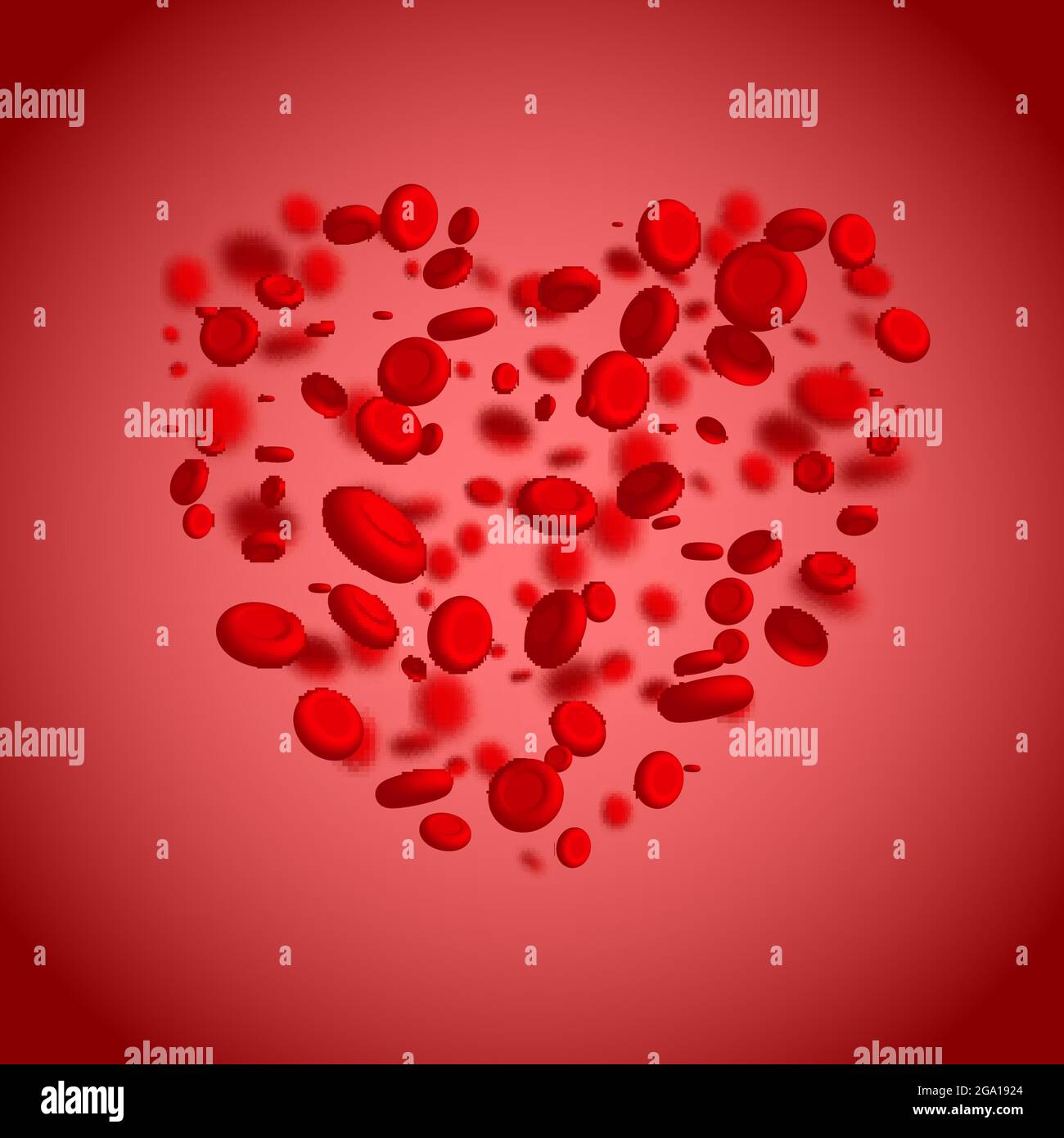 Blood cell in heart shape vector health red background Stock Vector ...
