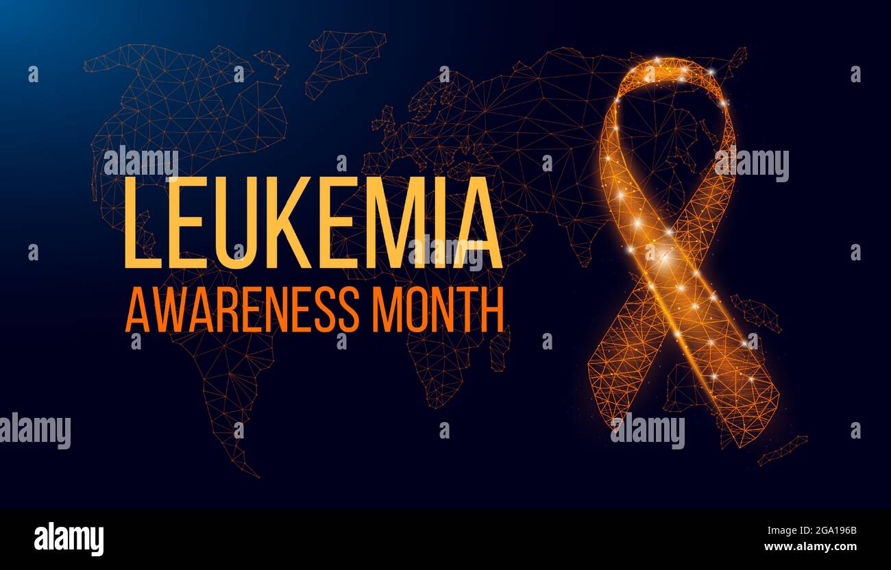 Leukemia awareness month concept. Banner template with glowing low poly ...