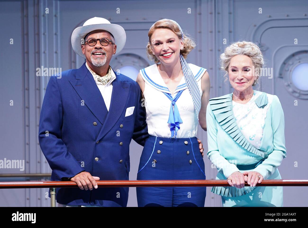 Gary Wilmot, Sutton Foster and Felicity Kendall during a photocall for ...