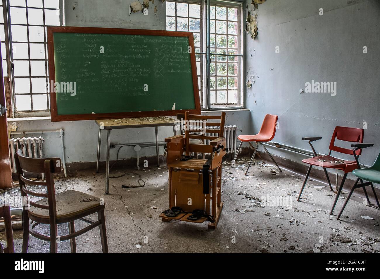 Chairs scattered across a classroom in a Tennessee asylum, including ...