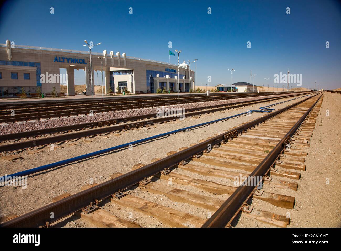 Altynkol, Kazakhstan - June 05, 2012: Railway station Altynkol. Old ...