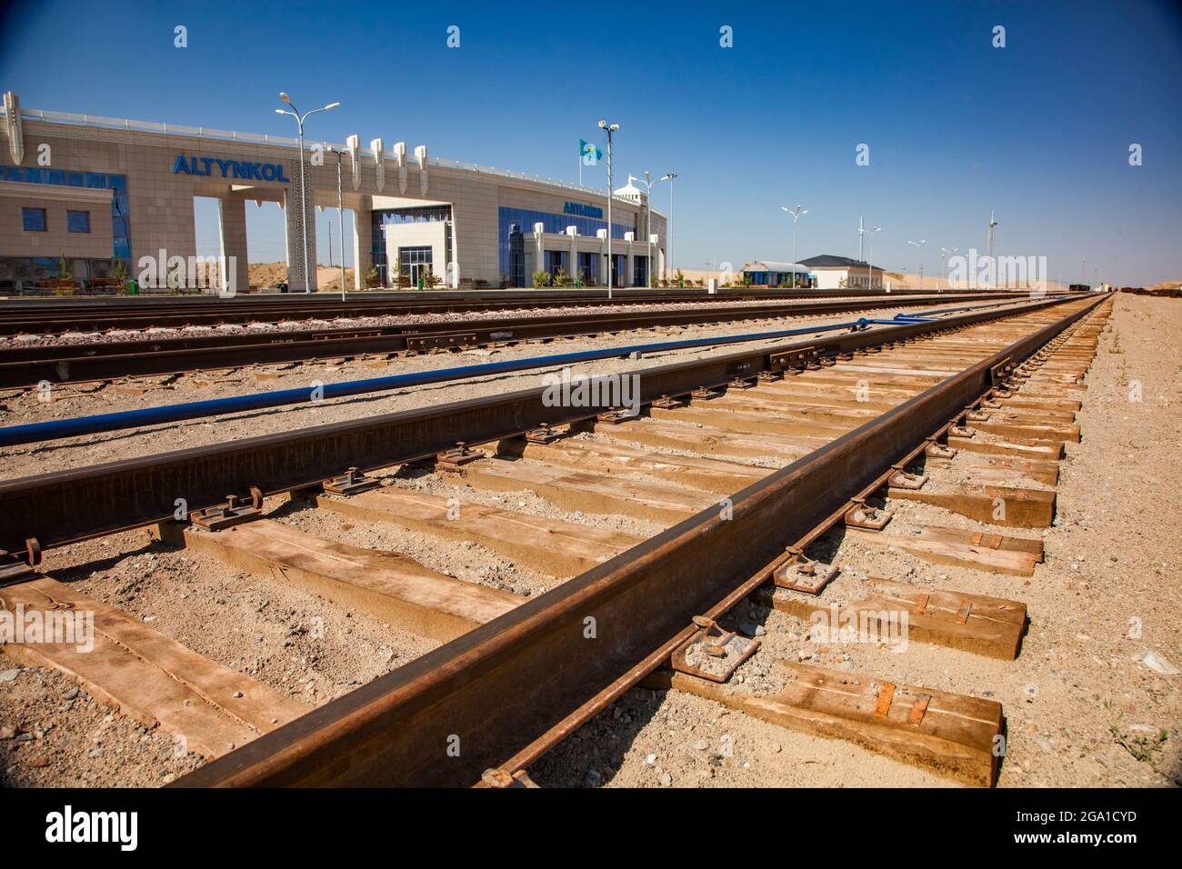 Altynkol, Kazakhstan - June 05, 2012: Railway station Altynkol. Old ...