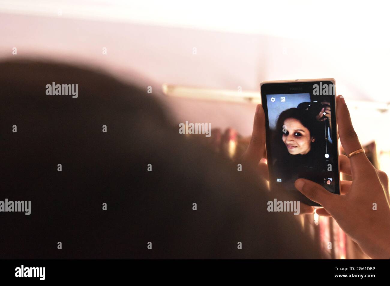 Indian Girl Taking Selfie From Smartphone Stock Photo - Alamy