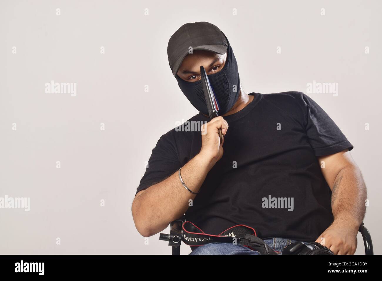 Portrait of Robber with Knife in Hand Stock Photo - Alamy