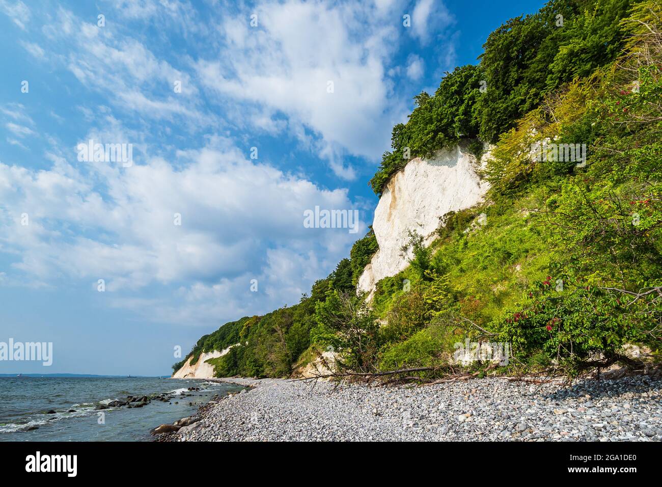 Chalk cliffs on the Baltic Sea coast on the island Ruegen, Germany ...