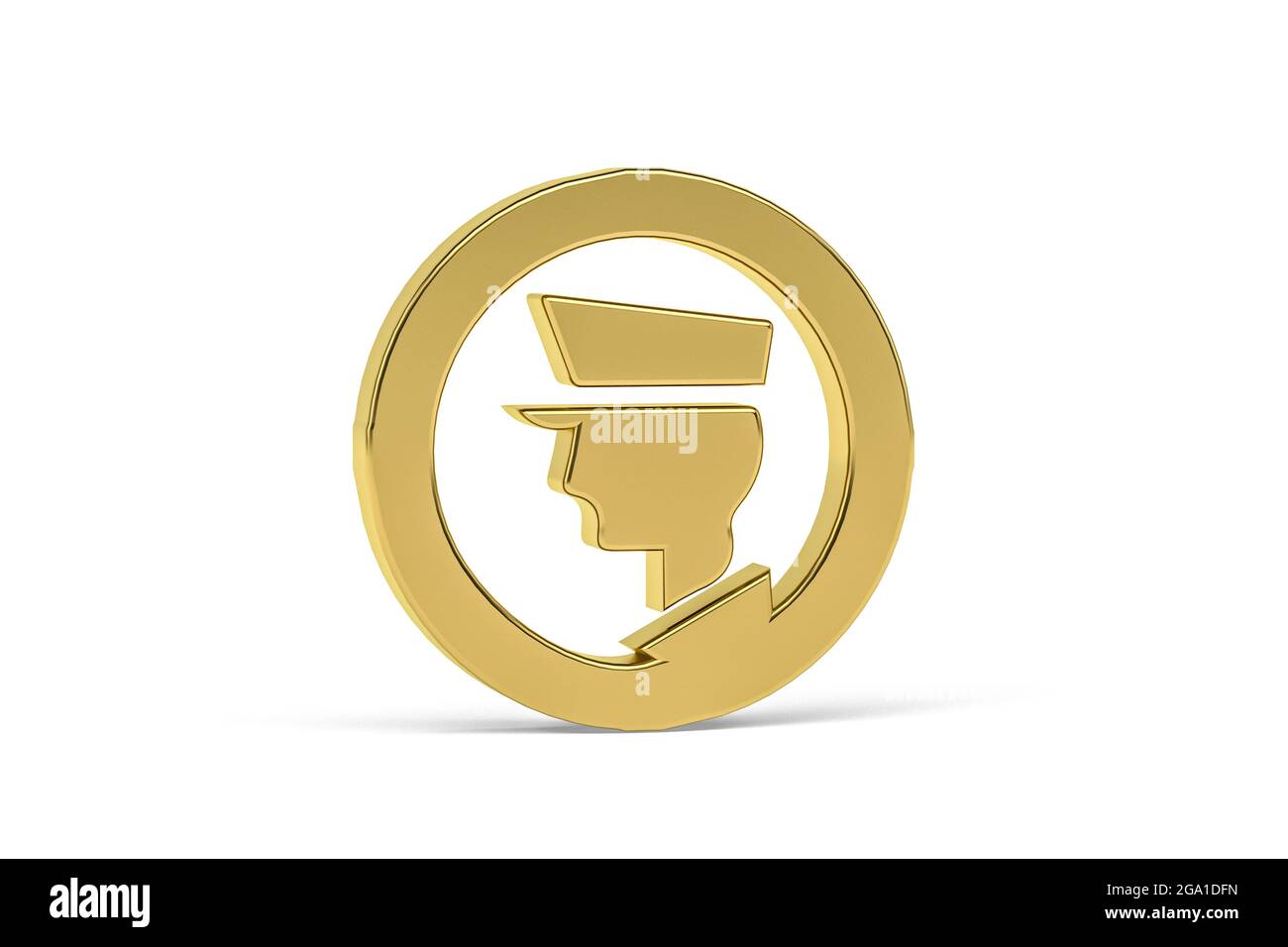 Golden 3d security guard icon isolated on white background - 3d render ...