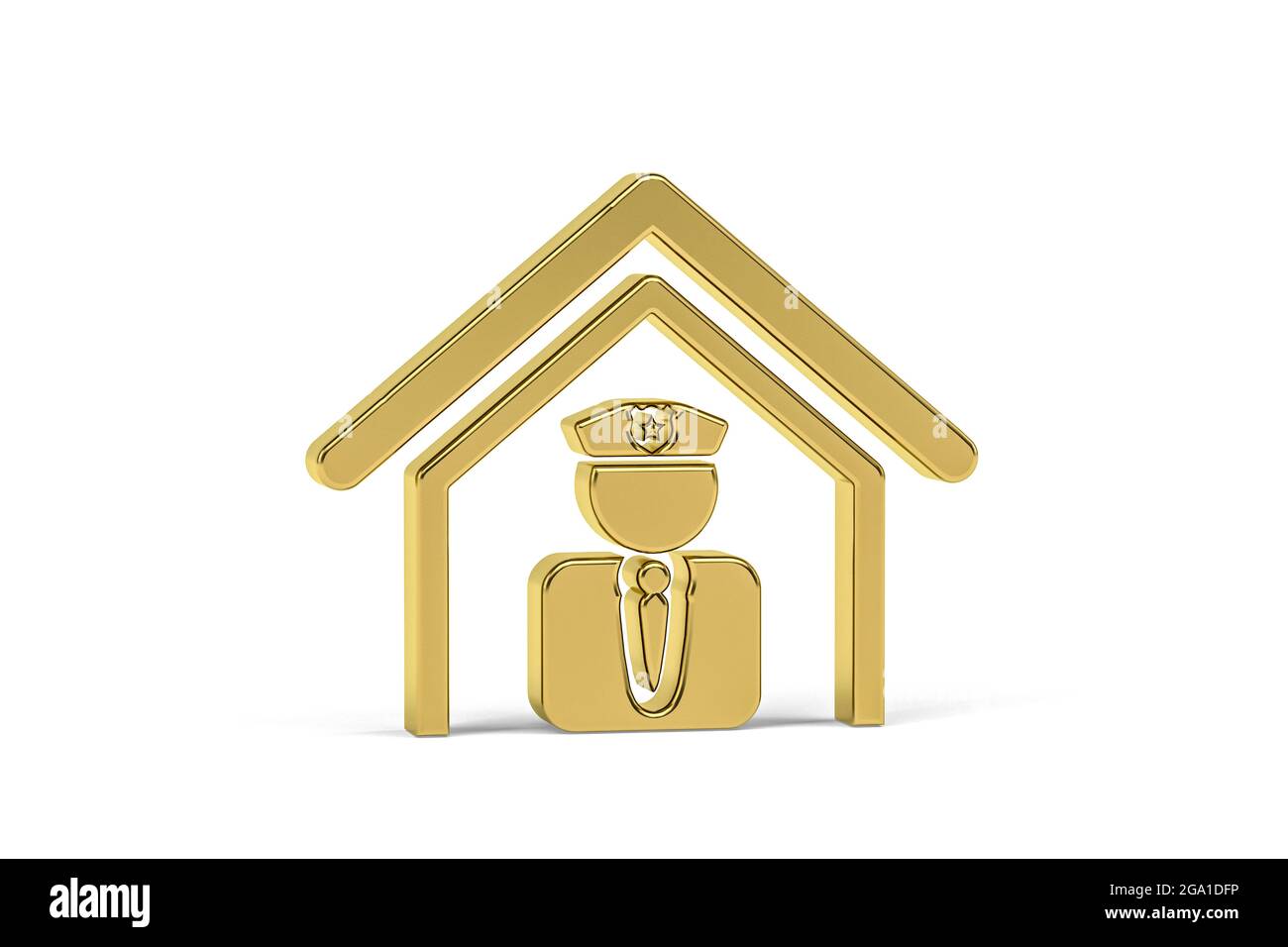 Golden 3d security guard icon isolated on white background - 3d render ...