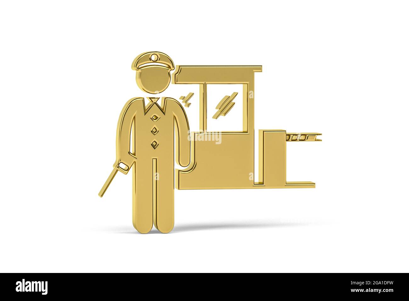 Golden 3d security guard icon isolated on white background - 3d render ...
