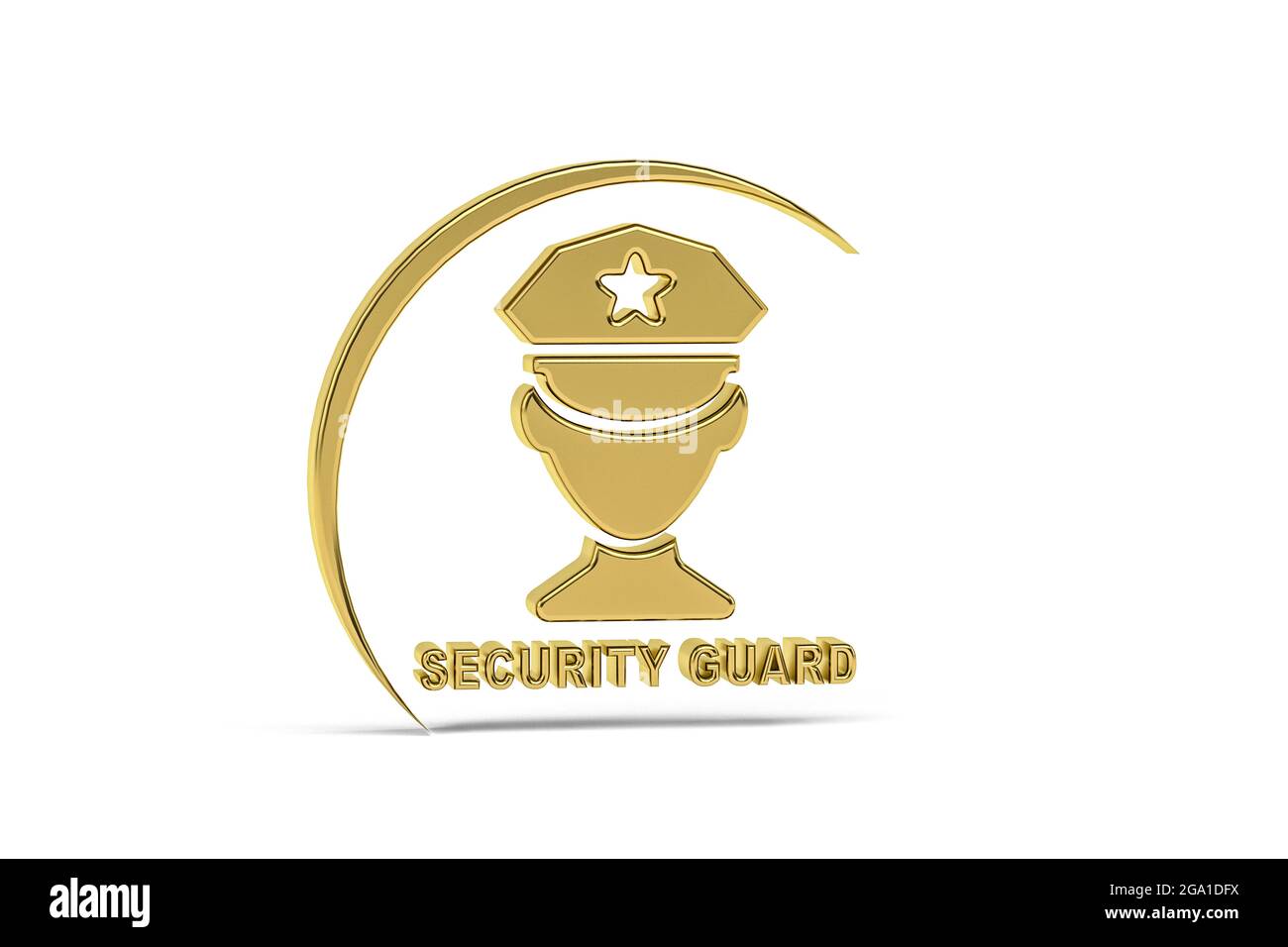 Golden 3d security guard icon isolated on white background - 3d render ...