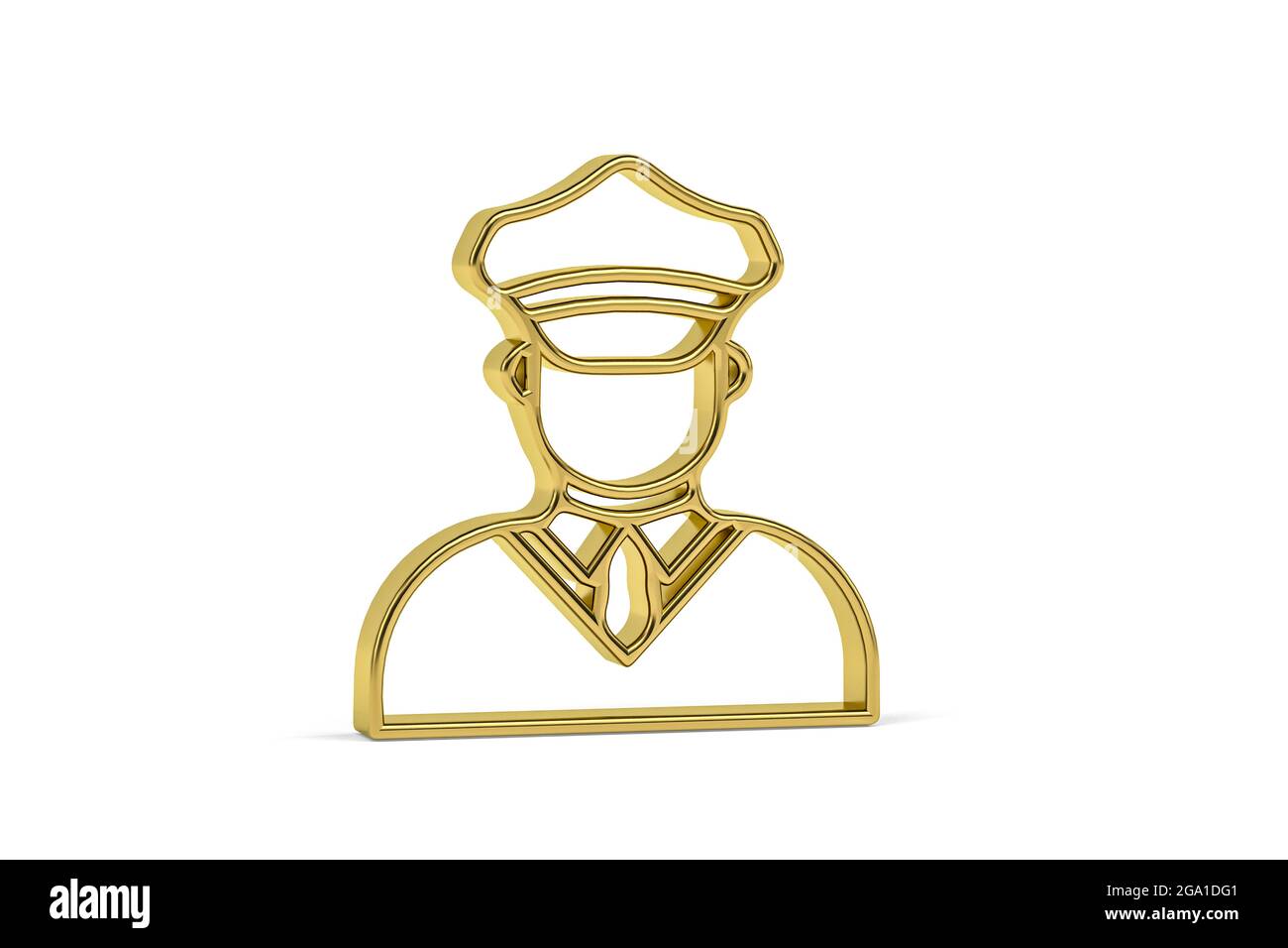 Golden 3d security guard icon isolated on white background - 3d render ...