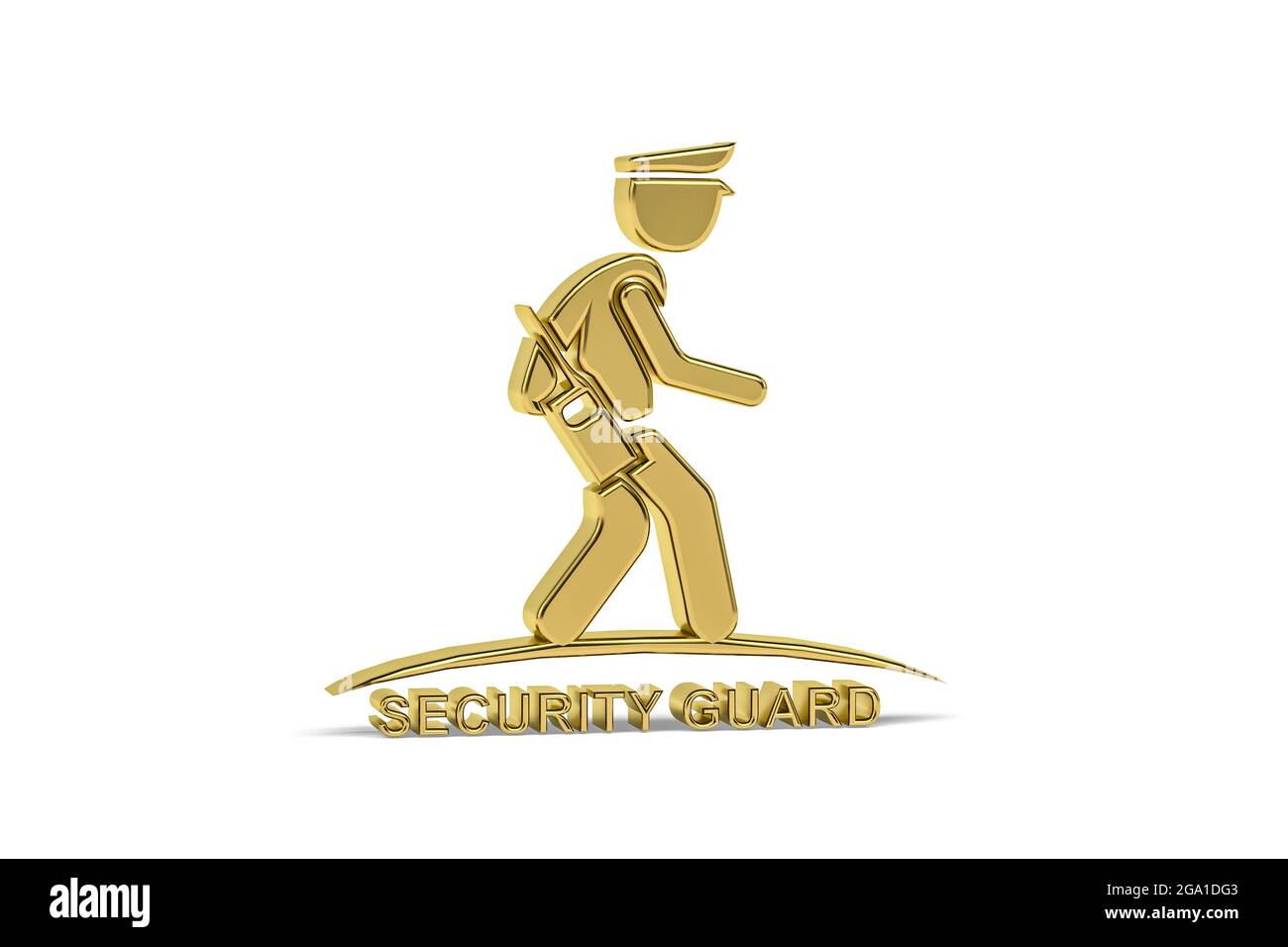 Golden 3d security guard icon isolated on white background - 3d render ...