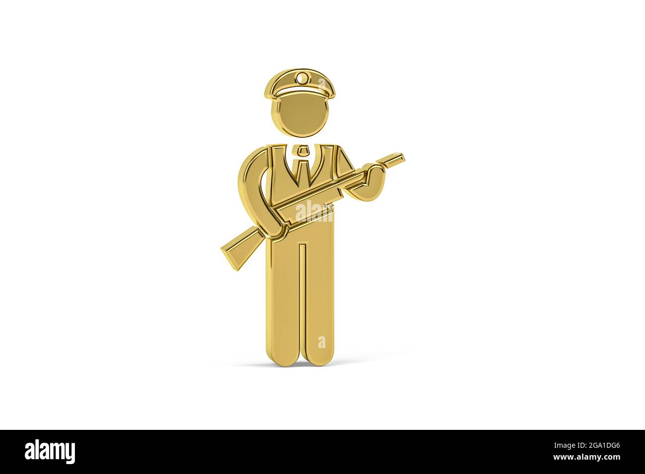 Golden 3d security guard icon isolated on white background - 3d render ...