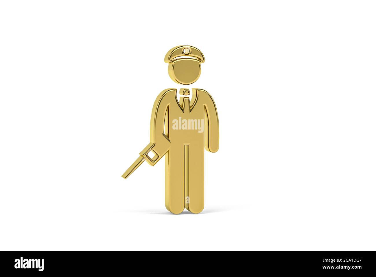 Golden 3d security guard icon isolated on white background - 3d render ...