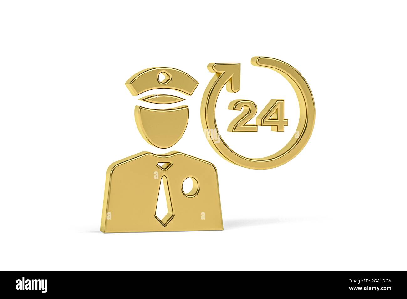 Golden 3d security guard icon isolated on white background - 3d render ...