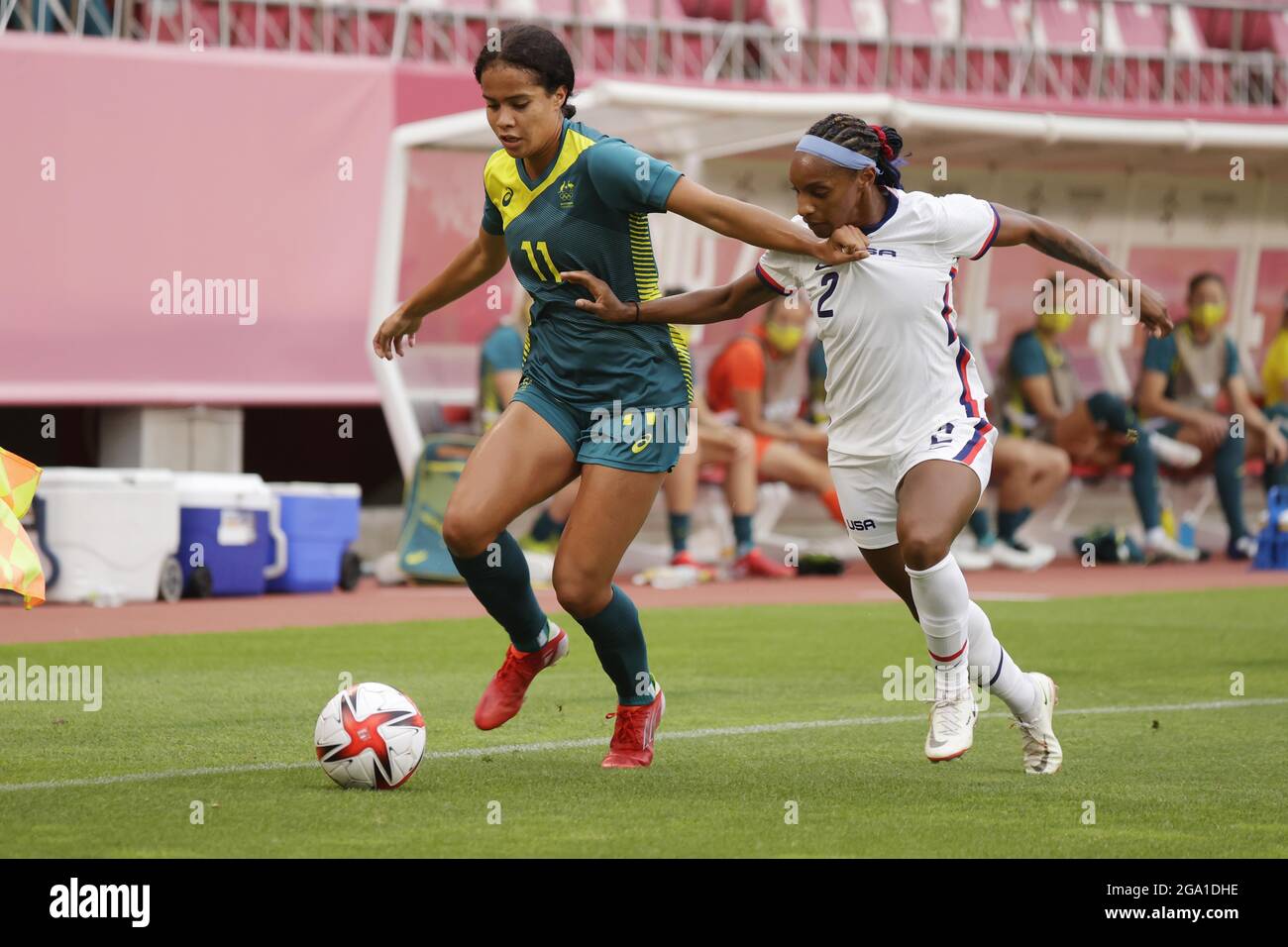 Tokyo, Japan. 27th July, 2021. Mary FOWLER (AUS) Crystal DUNN (USA ...