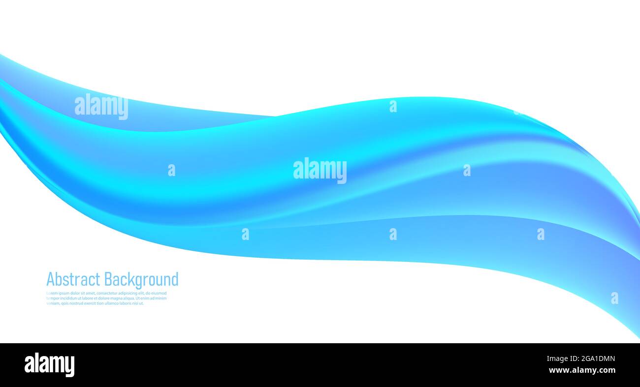 Fluid abstract 3d blue shape, glossy curve element, waves on swirl ...