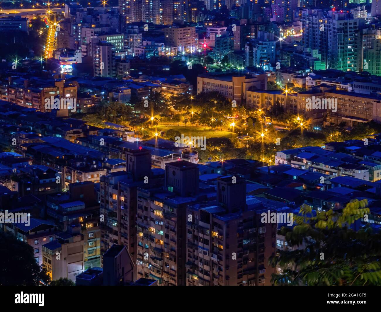 Night high angle view of the Jingmei area at Taipei, Taiwan Stock Photo ...