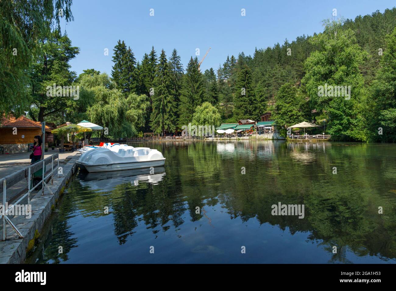 VELINGRAD, BULGARIA - JUNE 29, 2021: Kleptuza lake at famous spa resort ...