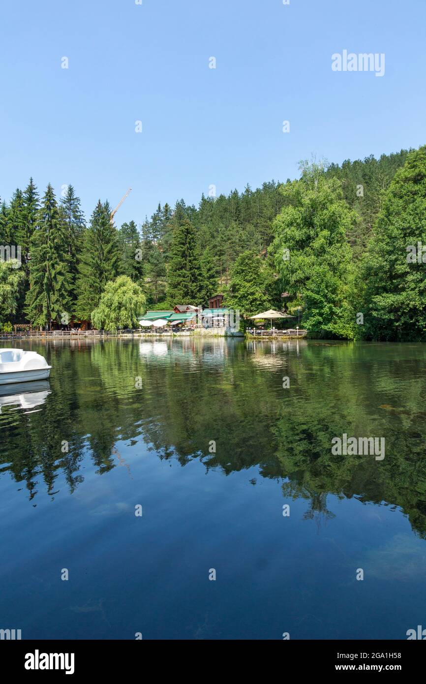 VELINGRAD, BULGARIA - JUNE 29, 2021: Kleptuza lake at famous spa resort ...