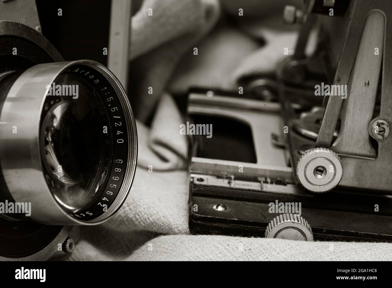abstract close-up picture of old vintage cameras Stock Photo - Alamy