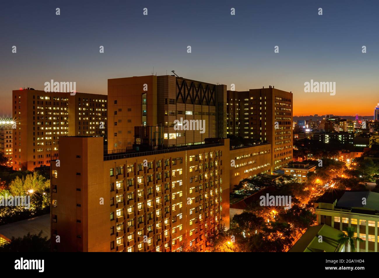Night high angle view of the National Taiwan University Hospital at ...