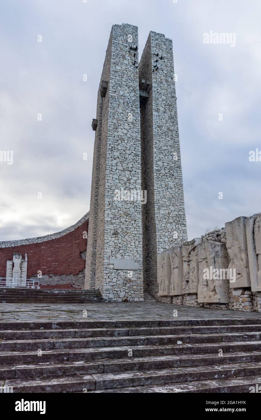 PERUSHTITSA, BULGARIA - DECEMBER 23, 2020: Monument Of The Three ...