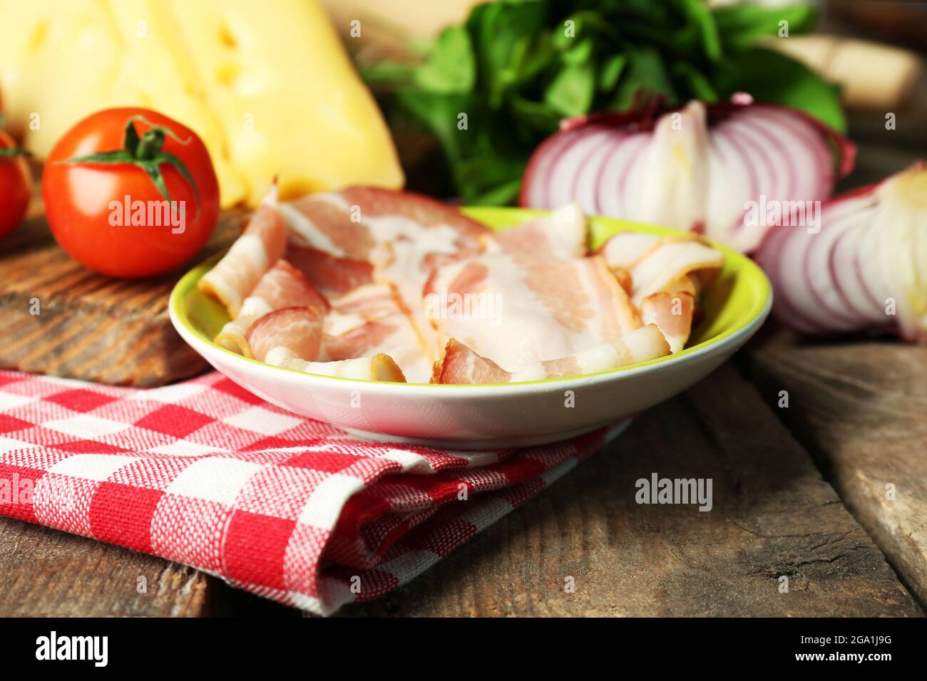 Food ingredients for cooking on table close up Stock Photo - Alamy