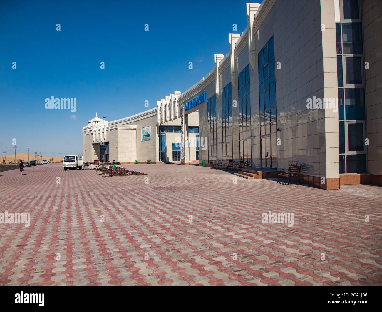 Altynkol, Kazakhstan - June 05, 2012: Railway station Altynkol. Red and ...