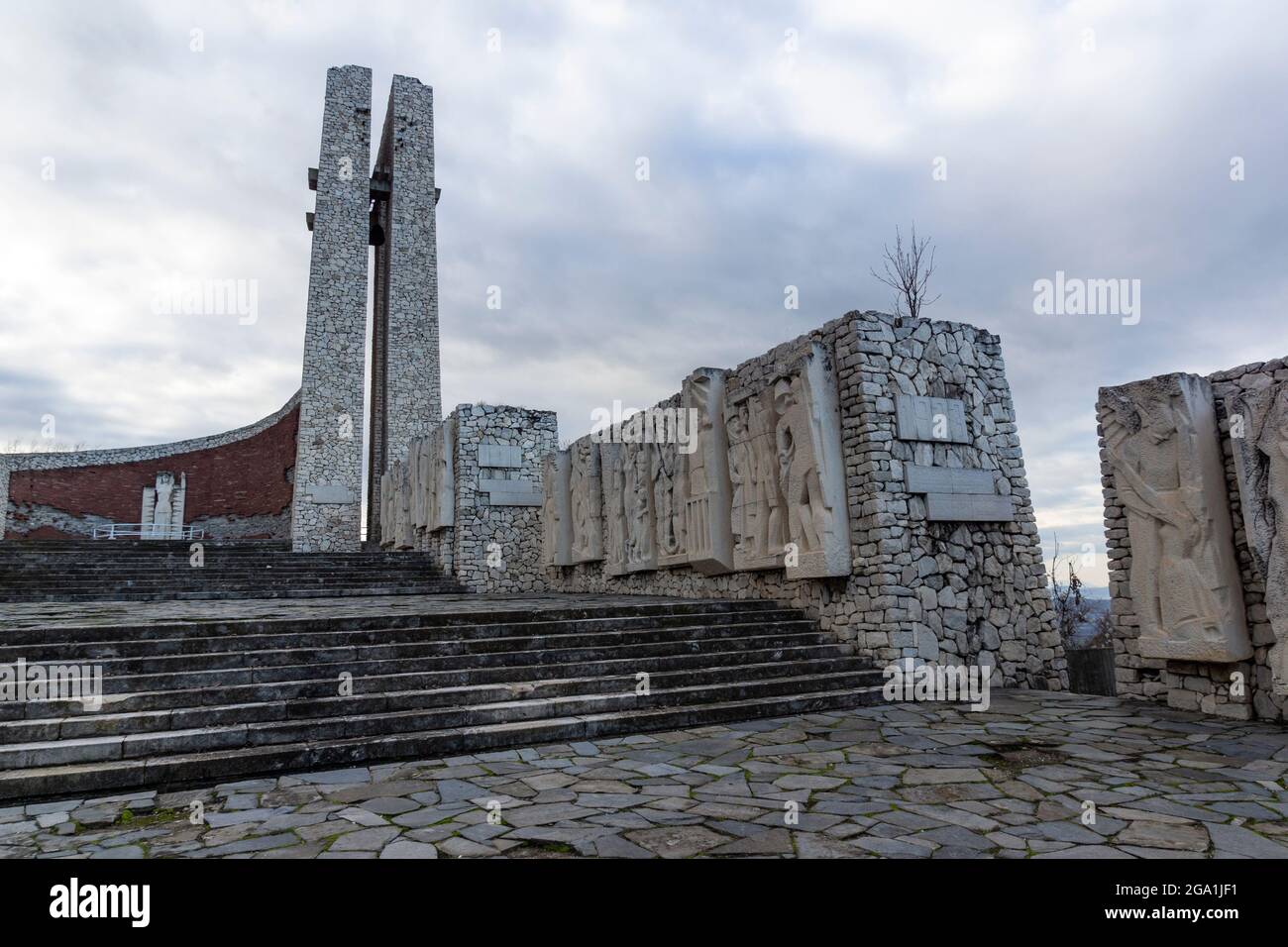 PERUSHTITSA, BULGARIA - DECEMBER 23, 2020: Monument Of The Three ...
