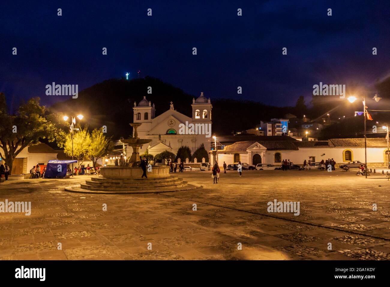SUCRE, BOLIVIA - APRIL 22, 2015: Plaza Anzures square in Sucre, capital ...
