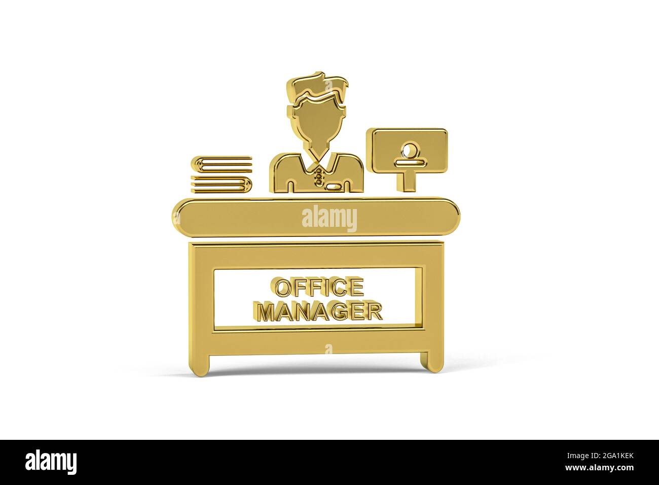 Golden 3d office manager icon isolated on white background - 3d render ...